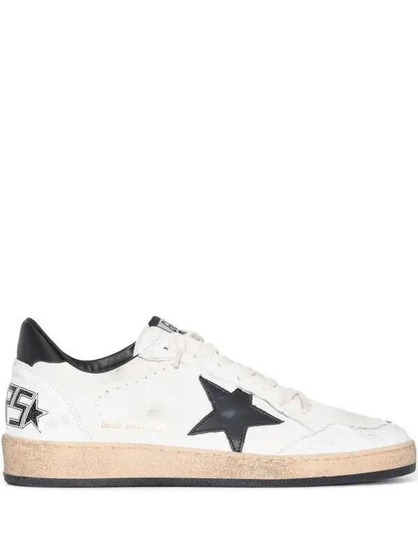 GOLDEN GOOSE Ball Star Leather Sneakers With Star Print - White