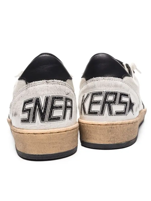 GOLDEN GOOSE Ball Star Leather Sneakers With Star Print - White