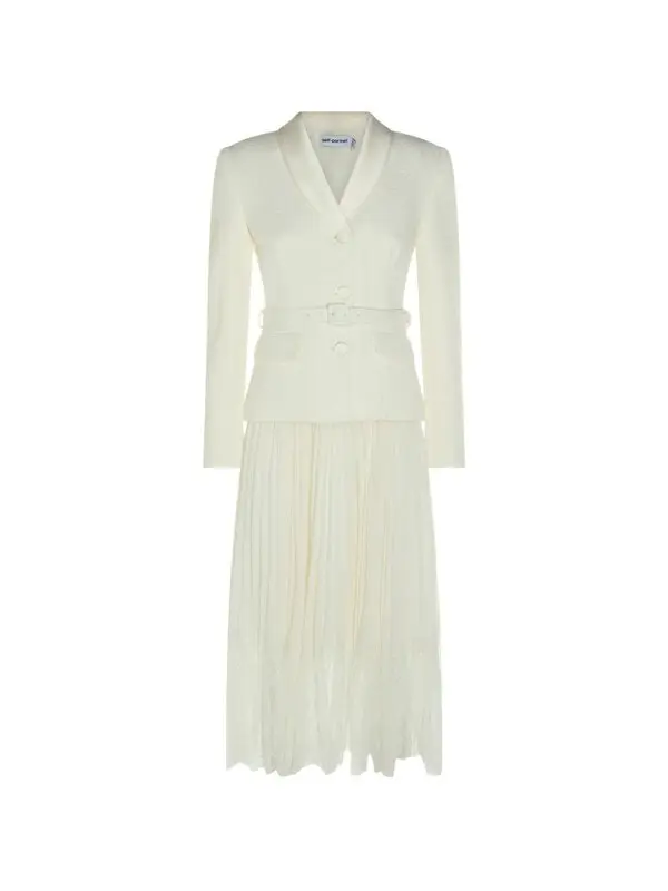SELF-PORTRAIT Shawl Collar Midi Dress