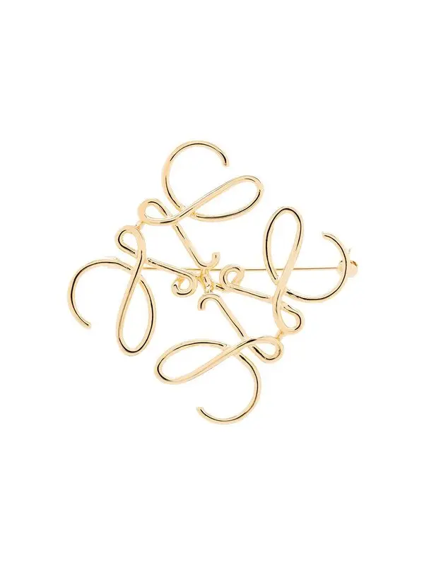 Loewe Anagram Logo Brooch - Gold