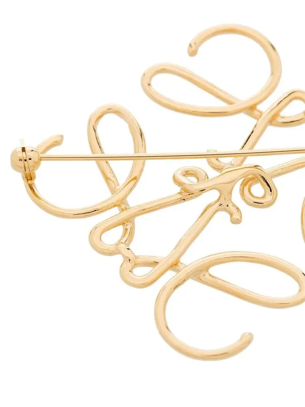 Loewe Anagram Logo Brooch - Gold