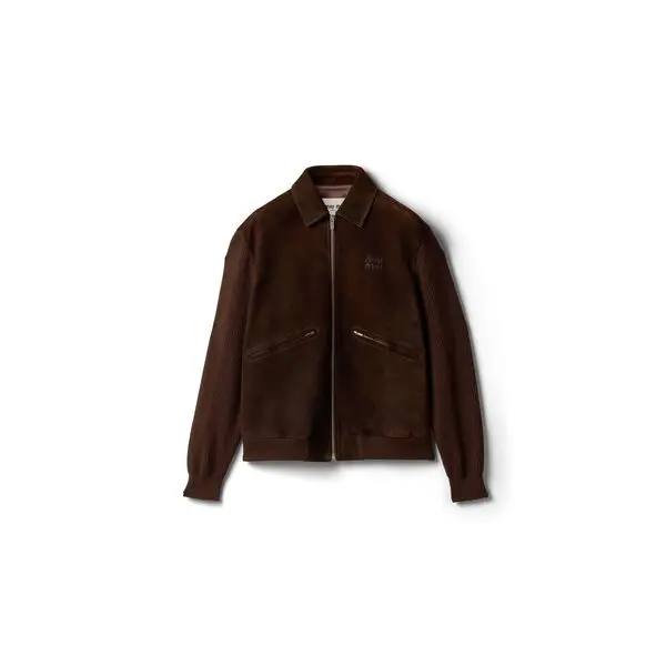 Miu Miu Waxed Suede Blouson Jacket