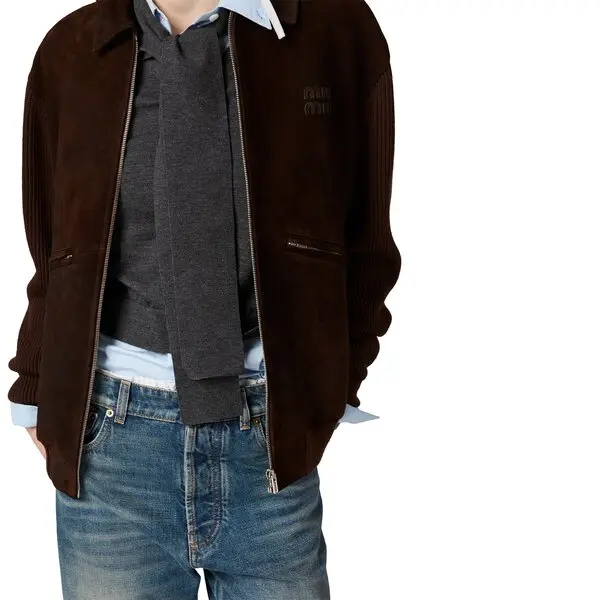 Miu Miu Waxed Suede Blouson Jacket