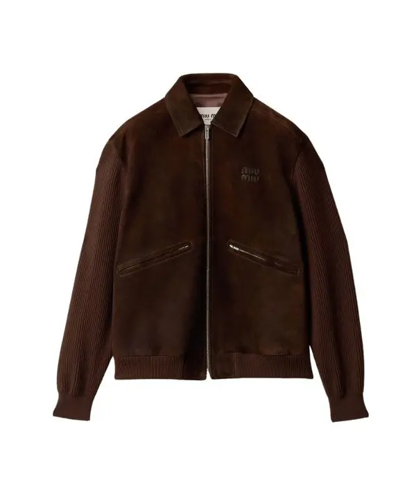 Miu Miu Waxed Suede Blouson Jacket - Sienna