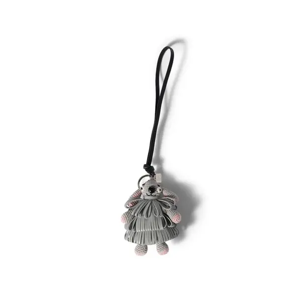 Miu Miu Wool And Leather Key Ring Trick - Granite Gray