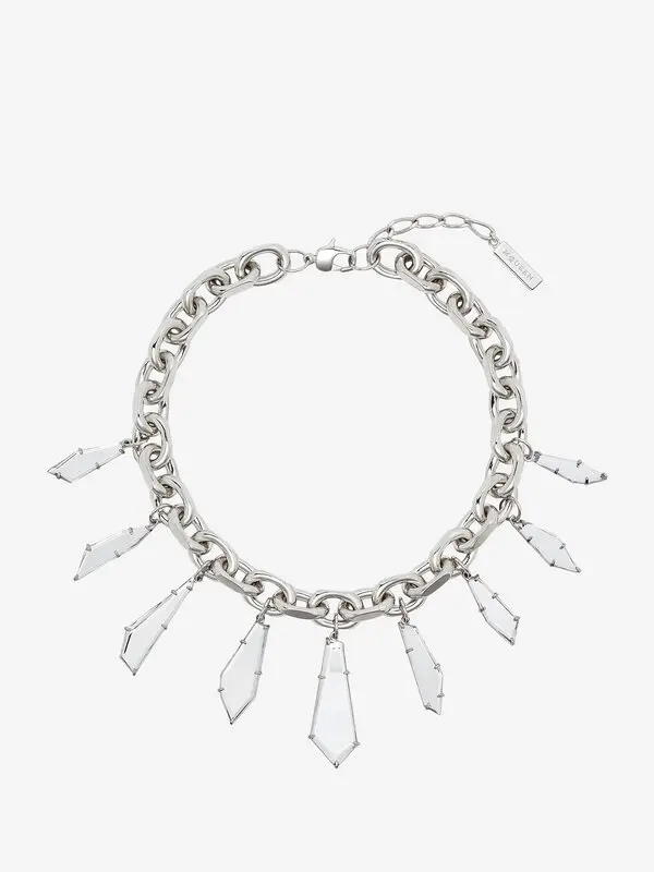 Alexander McQueen Shiny Ed Chain Necklace With Shattered Mirror Charms - Silver-finish