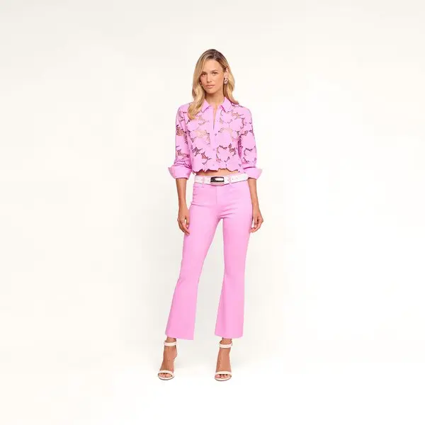 L'Agence Kendra Coated Cropped Flare Jean - Peony Coated