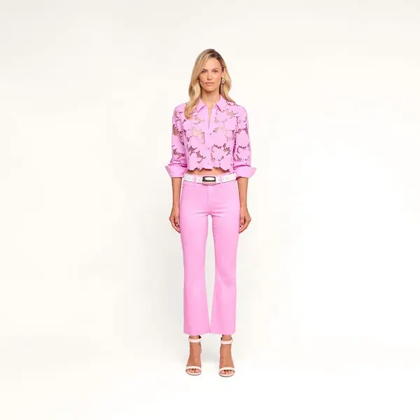 L'Agence Kendra Coated Cropped Flare Jean - Peony Coated
