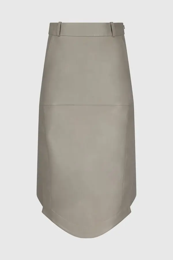 Victoria Beckham Leather A-line Midi Skirt - Grey
