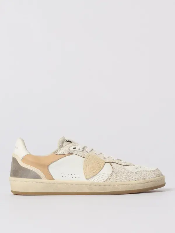Philippe Model Pgal Bi Sneakers In Suede And Crackle Goat Leather - Sand