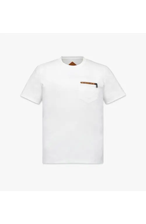 Mcm Silket Logo T-shirt With Zip Pocket - White