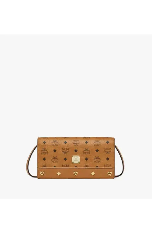 Mcm Large Pina Crossbody Wallet In Studded Visetos
