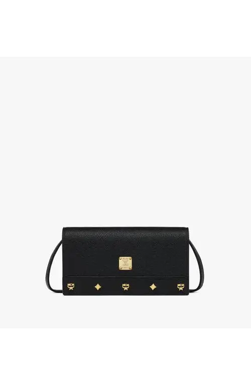 Mcm Large Pina Crossbody Wallet In Studded Calfskin