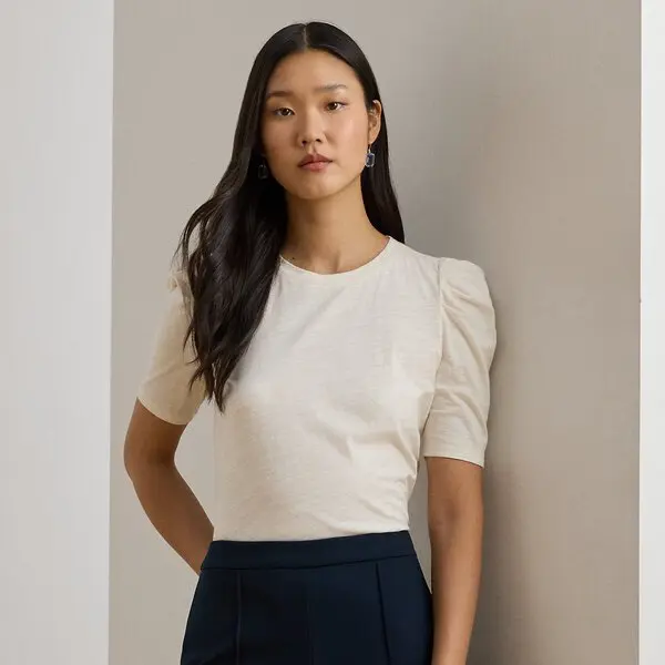 Ralph Lauren Slub Jersey Puff-sleeve Top