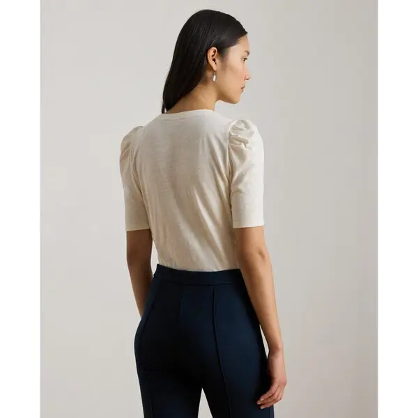 Ralph Lauren Slub Jersey Puff-sleeve Top