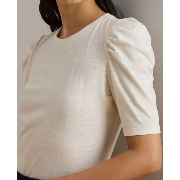 Ralph Lauren Slub Jersey Puff-sleeve Top