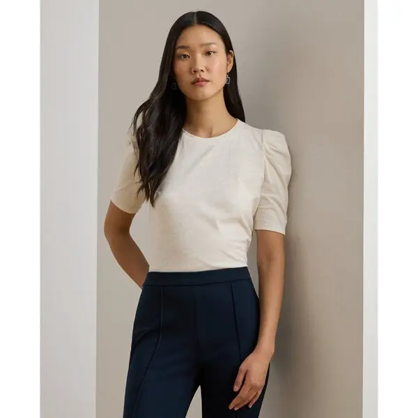 Ralph Lauren Slub Jersey Puff-sleeve Top