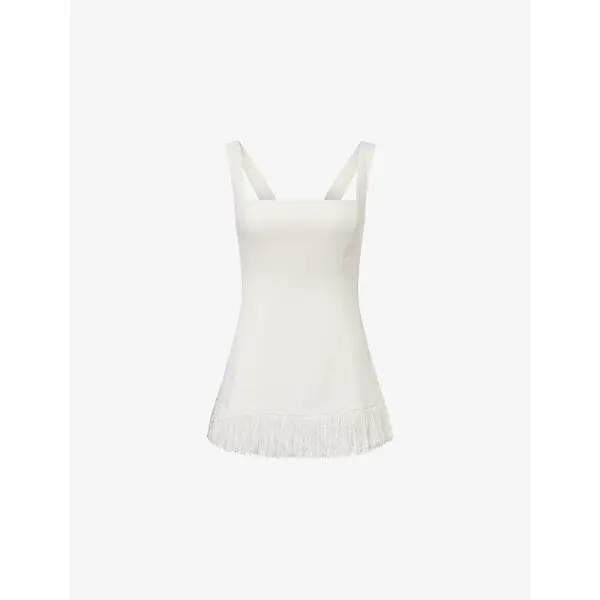 PRETTY LAVISH Verona Fringed Tweed Top