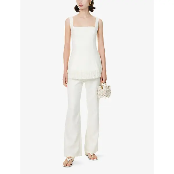 PRETTY LAVISH Verona Fringed Tweed Top