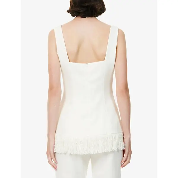 PRETTY LAVISH Verona Fringed Tweed Top