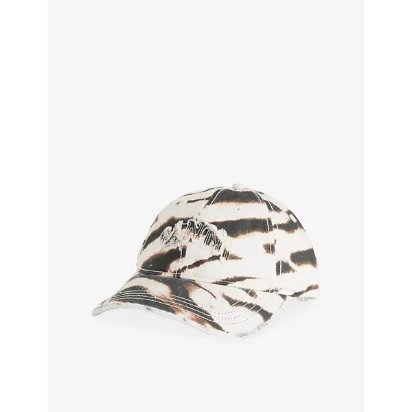 GANNI Zebra Cotton Canvas Baseball Cap - Egret