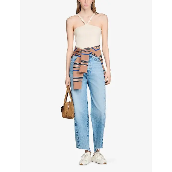 Sandro Ribbed Halter Knit Top
