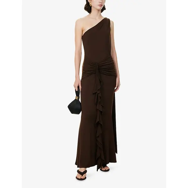 PRETTY LAVISH Celina Draped Stretch-jersey Maxi Dress