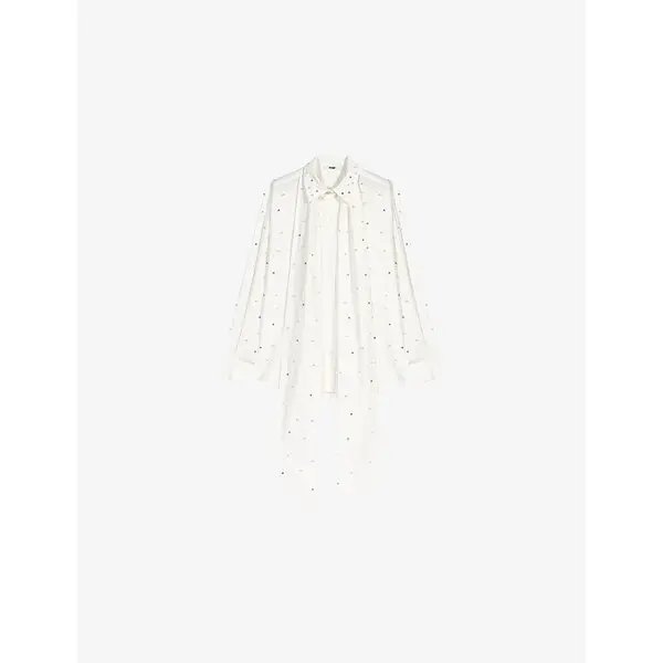 Maje Rhinestone And Pearl Embellished Cotton Shirt