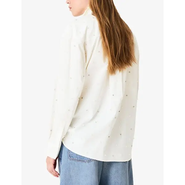 Maje Rhinestone And Pearl Embellished Cotton Shirt
