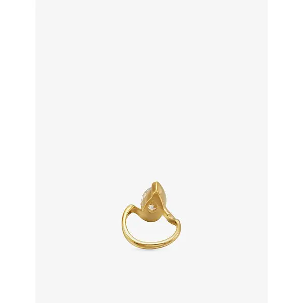 INDIGO LUNE 18ct Plated Stainless Steel Pear Cut Cubic Zirconia Ring