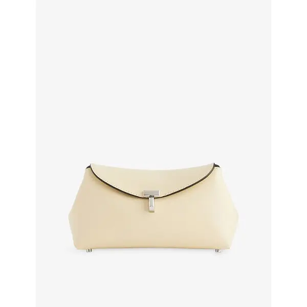 TOTEME Mini T-lock Leather Clutch Bag - Champagne
