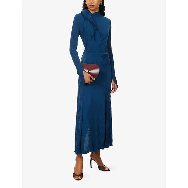 Victoria Beckham Plissé Woven Midi Dress