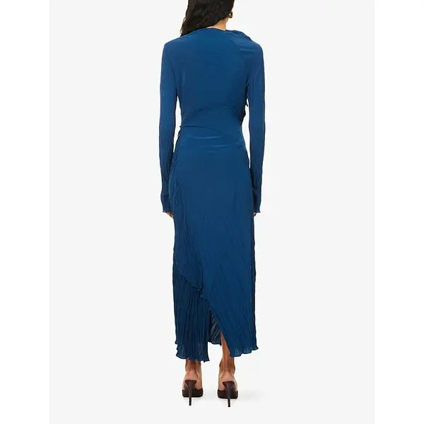 Victoria Beckham Plissé Woven Midi Dress