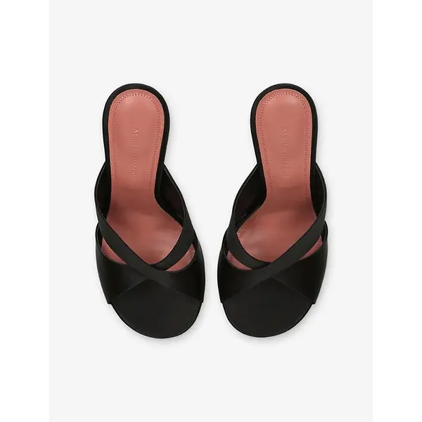 Amina Muaddi Salma 95 Satin Heeled Mules