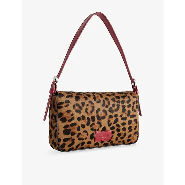 Staud Harlow Leopard Print Leather Shoulder Bag