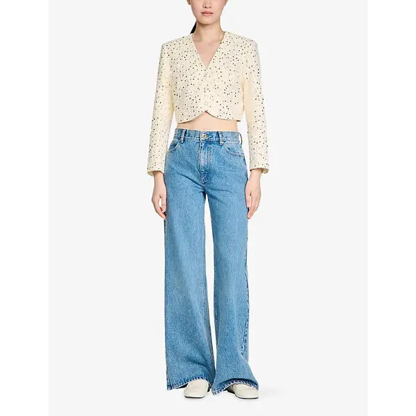 Sandro Cropped Sequin Jacket