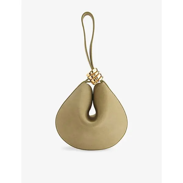 AMANU Mini Zambia Leather Pouchette Bag - Olive