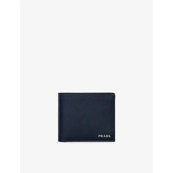 Prada Triangle-plaque Leather Wallet - Blue