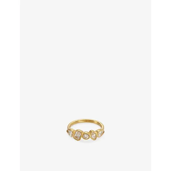 INDIGO LUNE 18ct Plated Stainless Steel Ring With Cubic Zirconia - Gold