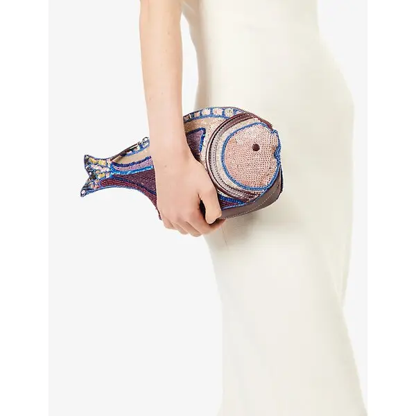 Staud Pesce Beaded Clutch Bag - Ultraviolet