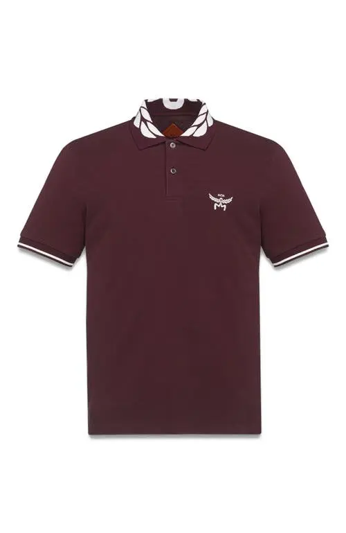 Mcm Laurel Logo Piqué Polo In Organic Cotton