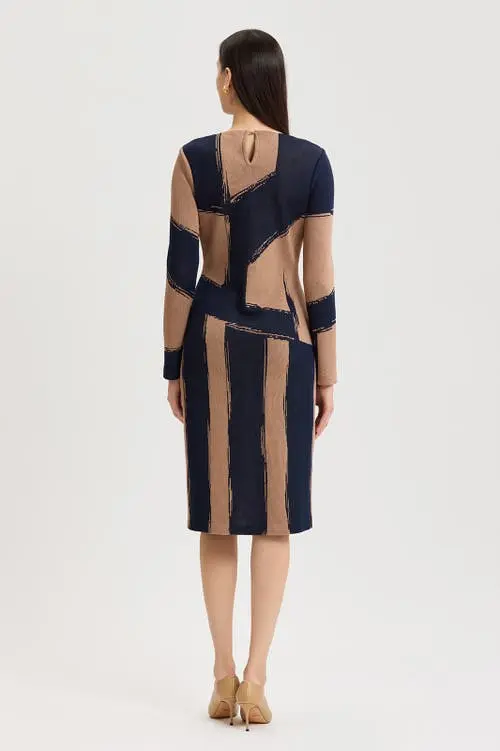 Ming Wang Brushstroke Soft Knit Sheath Dress