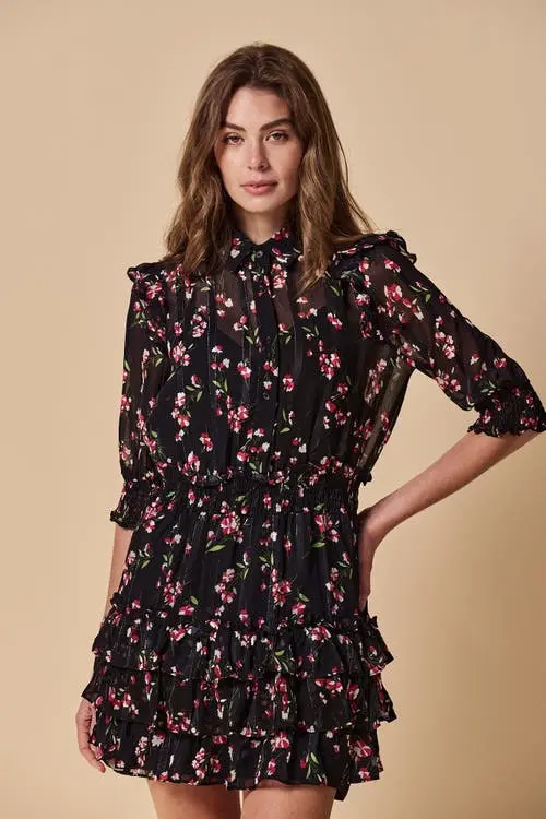 The Shirt By Rochelle Behrens The Ruffled Tiered Minidress - Black
