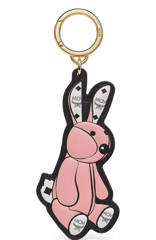 Mcm Aren Rabbit 2d Charm In Visetos - Soft Pink