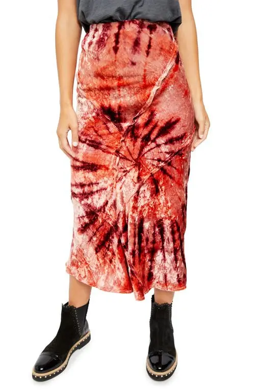 Free People Tie-dye Velvet Midi Skirt