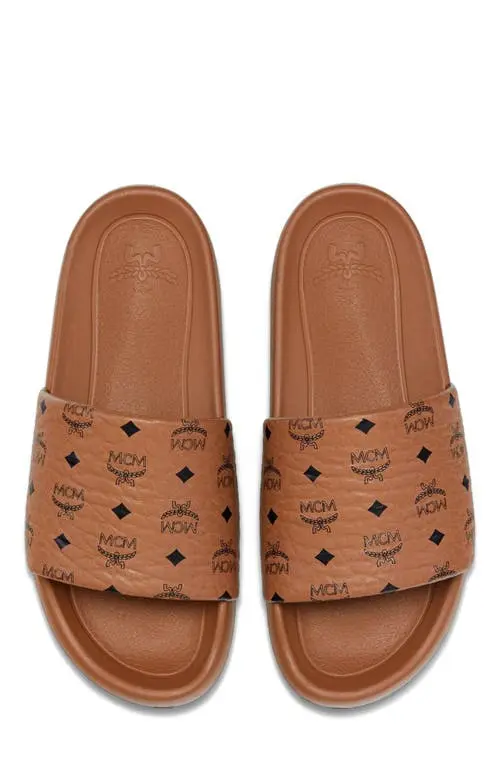 Mcm Monogram Print Rubber Slides