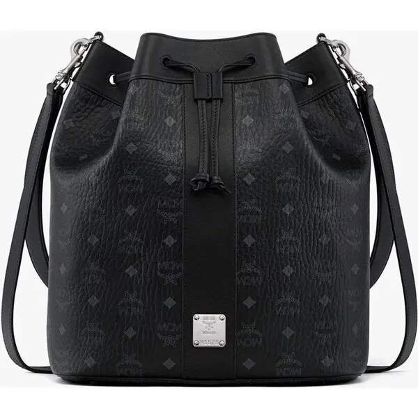 Mcm Large Dessau Drawstring Bag In Visetos - Black