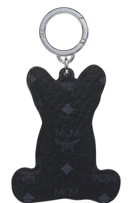 Mcm French Bulldog Charm In Visetos - Dark Grey