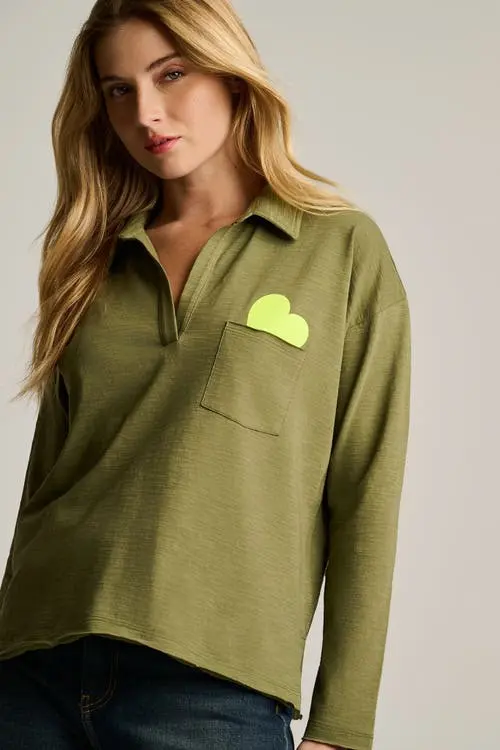 Lisa Todd Pocket Love Cotton T-shirt - Moss