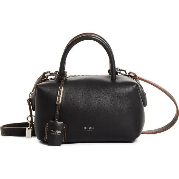 Max Mara Small Boston Leather Top Handle Bag - Black